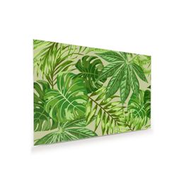 Primedeco Glasbild Wandbild Exotische tropische Blätter mit Aufhängung