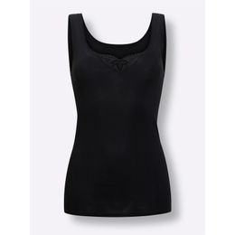 Schiesser Damen Achselhemd aus Feinripp, schwarz, Gr&ouml;&szlig;e 38