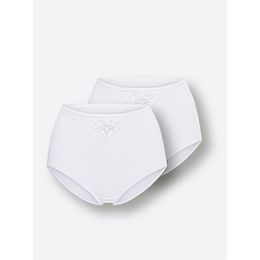 Schiesser Damen Taillenslip mit kleinem Batist-Motiv, wei&szlig;, Gr&ouml;&szlig;e 40