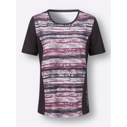 WITT Damen Funktionsshirt atmungsaktiv und schnell trocknend, schwarz-hortensie-bedruckt, Gr&ouml;&szlig;e 42