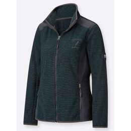 WITT Damen Fleecejacke mit Kontrast-Eins&auml;tzen, ozean-anthrazit-meliert, Gr&ouml;&szlig;e 38