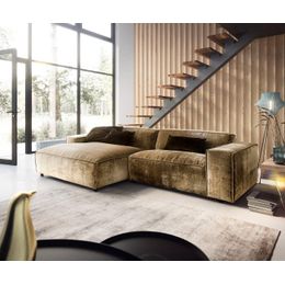 DeLife Ecksofa Tenso, Chenille Gold 280x165 cm Recamiere links