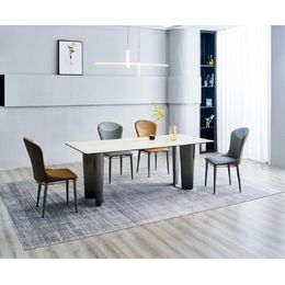 JVmoebel Esszimmer-Set Luxus Esszimmer Esstisch Küchenstühle 4x Kunstleder Stühle