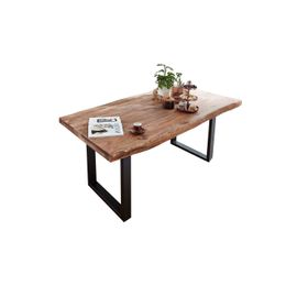 Massivart® Baumkantentisch THEA / Massivholz Sheesham Holz / 55 mm Tischplatte gebeizt