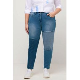 Ulla Popken Röhrenjeans Jeans Sarah Patches schmale 5-Pocket-Form Denimmix