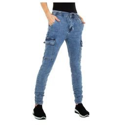 Ital-Design Relax-fit-Jeans Damen Freizeit Jeansstoff Stretch Relaxed Fit Jeans in Blau