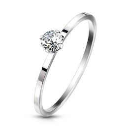 BUNGSA Fingerring Ring mit Solitär-Kristall silber aus Edelstahl Damen (Ring