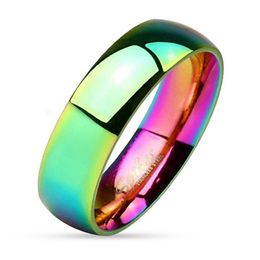 BUNGSA Fingerring Ring Regenbogen Bunt aus Edelstahl Unisex (Ring
