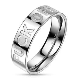 BUNGSA Fingerring Ring FUCK OFF Silber aus Edelstahl Unisex (Ring