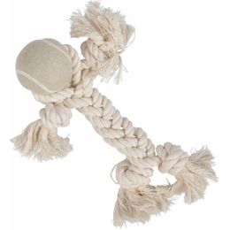 Love Story - Hundespielzeug, Seil mit Knoten und einem Ball, 25 cm, natur