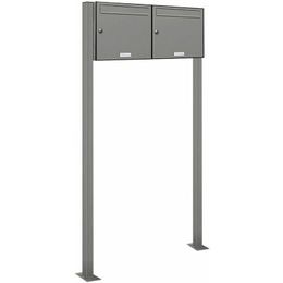 AL Briefkastensysteme 2er Premium Standbriefkasten ral 9007 freistehend Postkasten Stünder 2x1 - Aluminium ral 9007