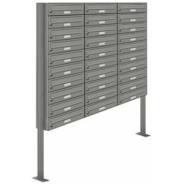 AL Briefkastensysteme 30er Premium Standbriefkasten ral 9007 freistehend Postkasten Stünder 3x10 - Aluminium ral 9007