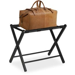 Kofferständer klappbar, Holz Gepäckablage, hbt: 54,5 x 66 x 44 cm, Kofferhocker für Hotel & Zuhause, schwarz - Relaxdays