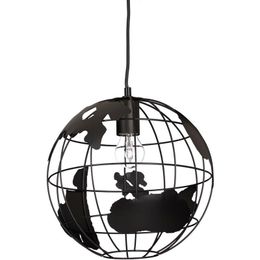 Hängeleuchte Kugel, Pendelleuchte im Globus Design, höhenverstellbare Deckenlampe aus Metall, ø 30 cm, schwarz - Relaxdays