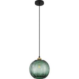 PRIVATEFLOOR Deckenlampe im Vintage-Design - Grüne Kugel Pendelleuchte - Viola Grün - Glas, Metall - Grün