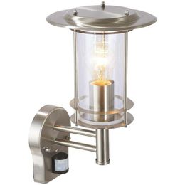 Brilliant - Lampe York Außenwandleuchte stehend Bewegungsmelder edelstahl 1x A60, E27, 40W, g.f. Normallampen n. ent. IP-Schutzart: 44