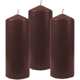Hs Candle - Wachskerzen ( 3er Pack ) Braun Stumpenkerzen Ø6cm x 13,5cm - Kerze in vielen Farben, Lange Brenndauer - Hergestellt in eu - Kerzen