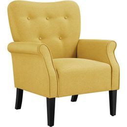 Yaheetech - moderner Ohrensessel Holzbeine Sessel Polstersessel Fernsehsessel mit Armlehnen Einzelsofa Sitzkomfort, gelb