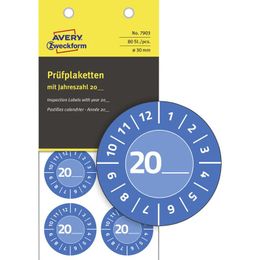 Zweckform 7903 Prüfplakette 20XX Blau (ø) 30 mm 30 mm 80 St. - Avery