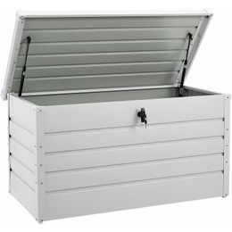 Metall Aufbewahrungsbox Limani 380 Liter - Outdoor Box - wasserdicht, abschließbar - Gartenbox, Auflagenbox, Kissenbox für Garten Weiß - Juskys