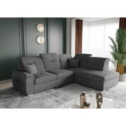 Ecksofa Schlafsofa Sofa freja Stoff Brooklyn Anthrazit Ottomane Rechts