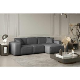 Ecksofa Designersofa celes in Stoff Scala Grau Ottomane Rechts