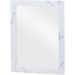 Wandspiegel HHG 631, Badezimmer Badspiegel Spiegel Badmöbel, MVG-zertifiziert 72x52cm Marmor-Optik weiß - white