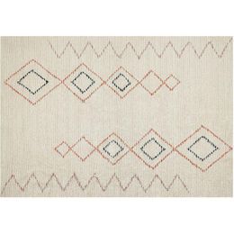 Beliani Teppich Beige Baumwolle 160 x 230 cm Rechteckig Geometrisches Muster Boho Stil Handgetuftet für Wohnzimmer Schlafzimmer Flur - Beige