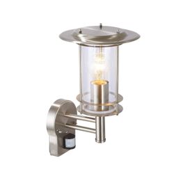 Brilliant Lampe York Außenwandleuchte stehend Bewegungsmelder edelstahl 1x A60, E27, 40W, g.f. Normallampen n. ent. IP-Schutzart: 44 - spritzwassergeschützt Mit einstellbarem Bewegungsmelder