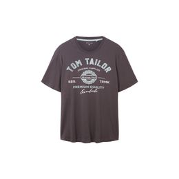 Tom Tailor Herren Plus - T-Shirt mit Logo Print, schwarz, Logo Print, Gr. 3XL