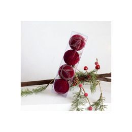 Rutaqian Weihnachtsbaumkugel 4 Stück Weihnachtskugel Bemalte Beflockte Kugel Hängende Dekoration