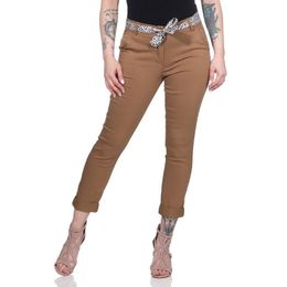 Mississhop Stretch-Hose Female Damen Stretch Klassische Chino Hose mit gemustertem Tuch M. 366