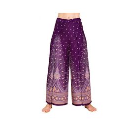 PANASIAM Relaxhose Sunshine Pants Wickelhose aus natürlicher Viskose Palazzohose im Peacock Design langer Boho Hosenrock Haremshose Pareo Hose