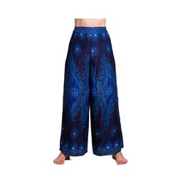 PANASIAM Relaxhose Sunshine Pants Wickelhose aus natürlicher Viskose Palazzohose im Peacock Design langer Boho Hosenrock Haremshose Pareo Hose