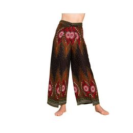 PANASIAM Relaxhose Sunshine Pants Wickelhose aus natürlicher Viskose Palazzohose im Peacock Design langer Boho Hosenrock Haremshose Pareo Hose