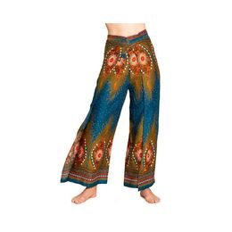 PANASIAM Relaxhose Sunshine Pants Wickelhose aus natürlicher Viskose Palazzohose im Peacock Design langer Boho Hosenrock Haremshose Pareo Hose