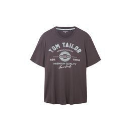 Tom Tailor Herren Plus - T-Shirt mit Logo Print, schwarz, Logo Print, Gr. 4XL