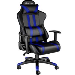 TecTake Premium Racing Bürostuhl mit Streifen - schwarz/blau