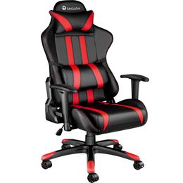 TecTake Premium Racing Bürostuhl mit Streifen - schwarz/rot