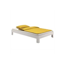 Idimex Futonbett THOMAS, Futonbett Bettgestell Einzelbett Doppelbett Kiefer massiv weiß 90x200