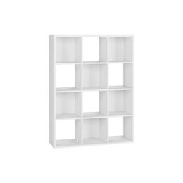 HOMECHO Bücherregal, Weiß Standregal Raumteiler mit 12 Fächern Würfelregal