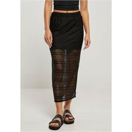 Urban Classics Jerseyrock Damen Ladies Stretch Crochet Lace Midi Skirt (1-tlg), schwarz