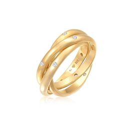 Elli Premium Fingerring Wickelring Trio Basic Topas 925 Silber, goldfarben