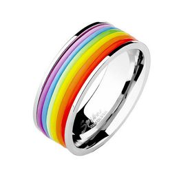 Taffstyle Fingerring Herren Band Ring Silikon Streifen Silber Rainbow