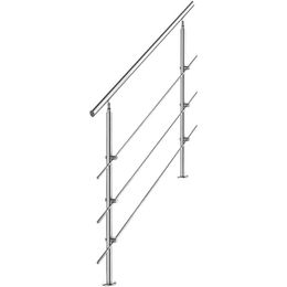 Geländer Edelstahl Handlauf für Balkon Brüstung Treppen mit/ohne Querstreben Easy aufzubauen 80cm. 3 Querstreben - HENGDA
