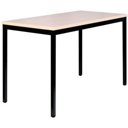 LÜLLMANN Lüllmann ® - Schreibtisch Profi Besprechungstisch Büromöbel Verkaufstisch Computertisch 120 x 60 cm ral 9005 Schwarz/Ahorn Dekor 331022 - beige