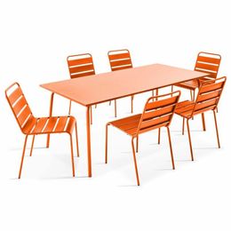 Gartentisch und 6 Metallstühle Orange - Orange