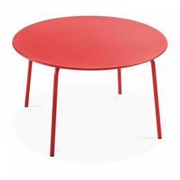Oviala - Runder Gartentisch aus Metall Rot - Rot