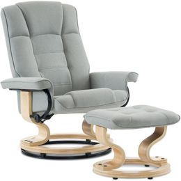 Mcombo - Relaxsessel mit Hocker, 360°drehbarer Fernsehsessel mit Liegefunktion, bis 120 Kg belastbarer TV-Sessel, moderner Ruhesessel für Wohnzimmer,