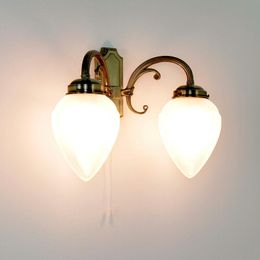 Licht-Erlebnisse Längliche Wandlampe mit Glasschirm Bronze farben - Bronze